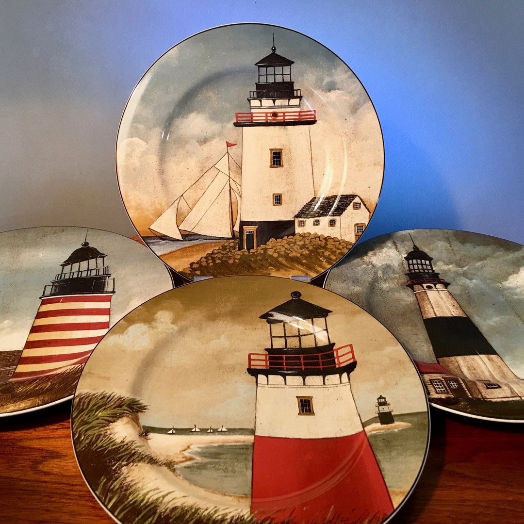 Set of Four David Carter Brown "by the Sea" Lighthouses Stoneware ...