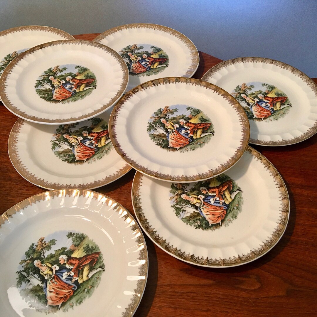 Set of 8 Vintage Cronin China Small Bread and Butter Plates Featuring a ...