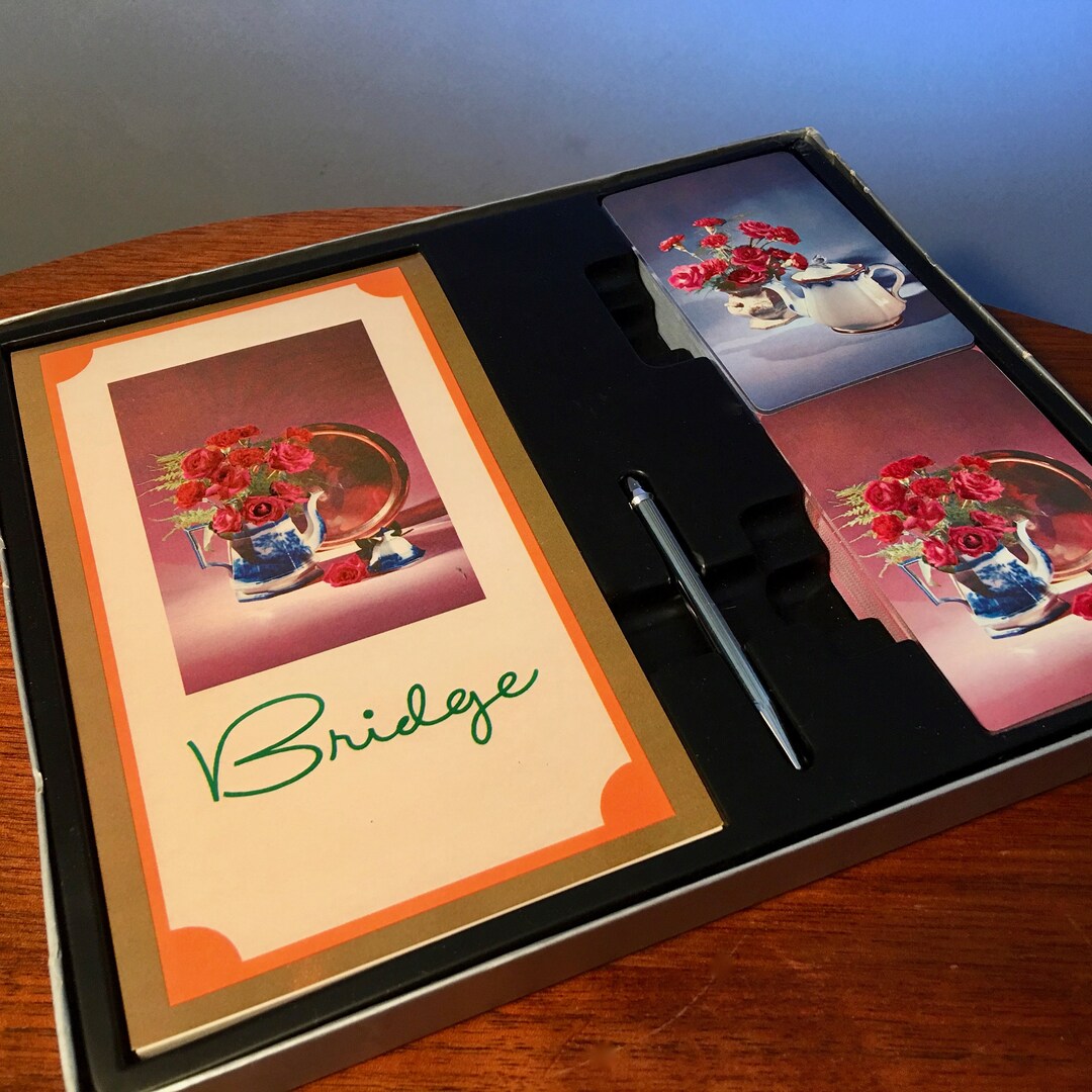 Vintage Kent Bridge Set With Two Decks, Score Pad and Silver Metal Lead ...