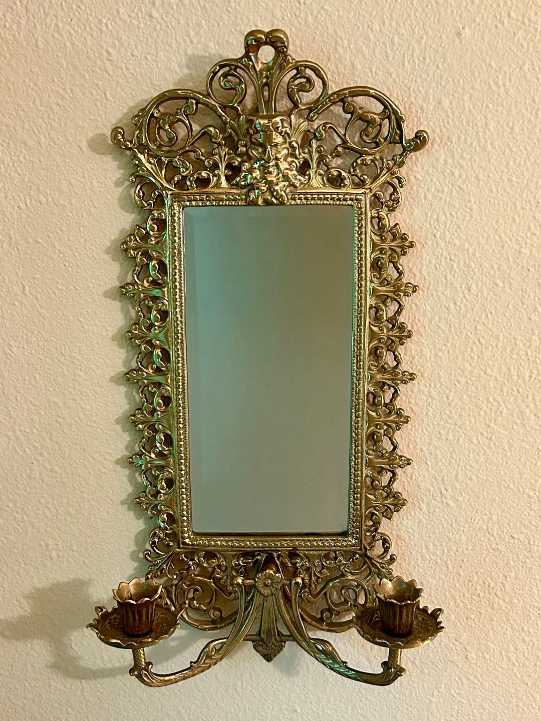 Fancy Fleur De Lis Vintage Virginia Metal Crafters Brass Wall Beveled ...