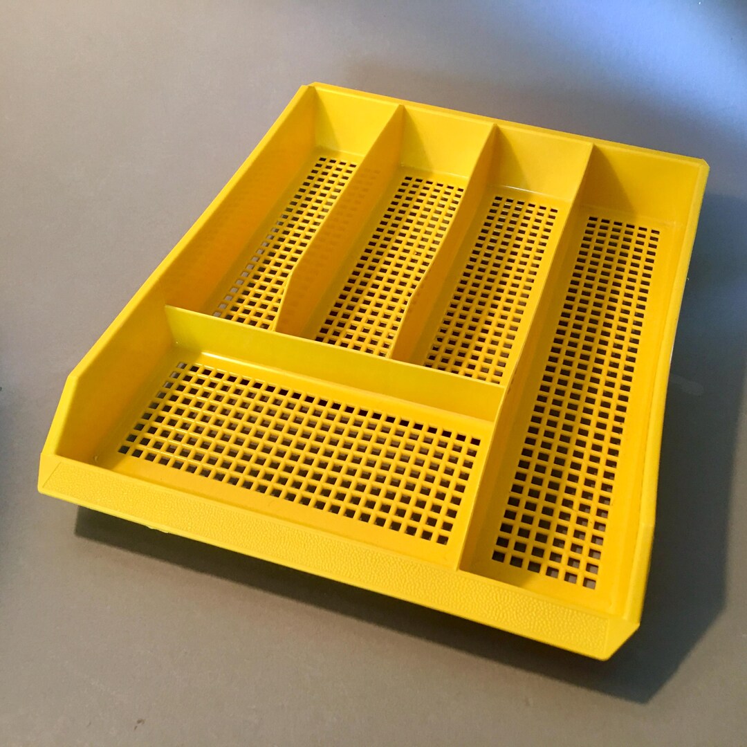 2 AVAILABLE! Vintage Yellow Plastic Mesh Flatware Storage Tray - Price ...