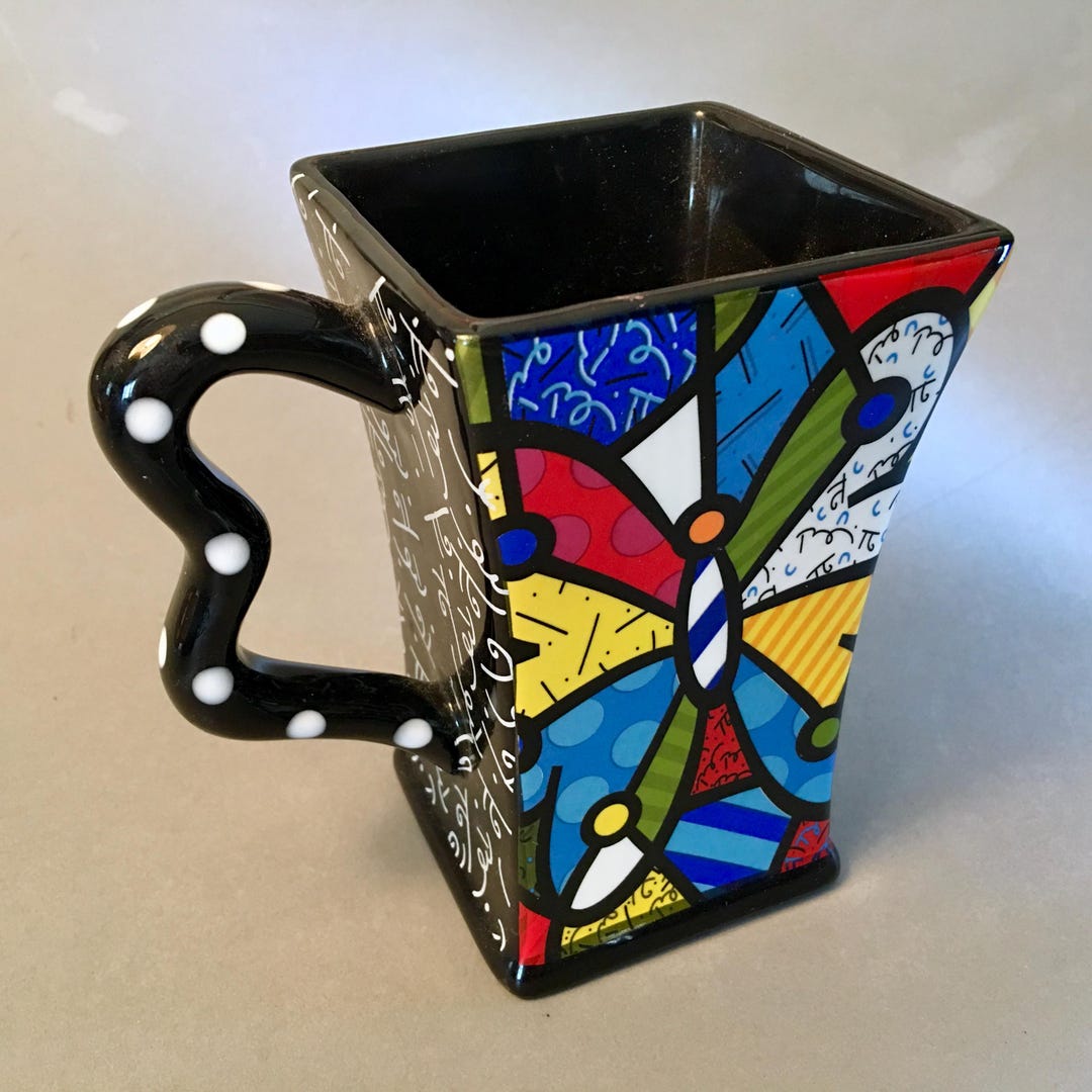 Romero Britto Tall Coffee Mug With Colorful Funky Butterfly Design - Etsy