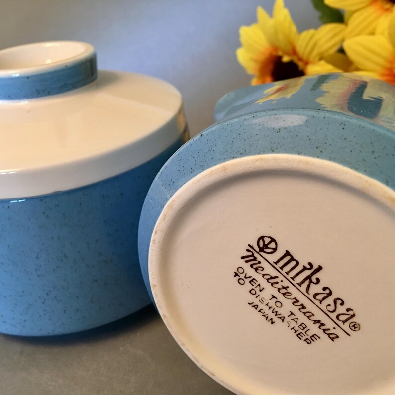 Vintage Mikasa "mediterrania" Blue Creamer and Sugar Bowl Set Made in ...