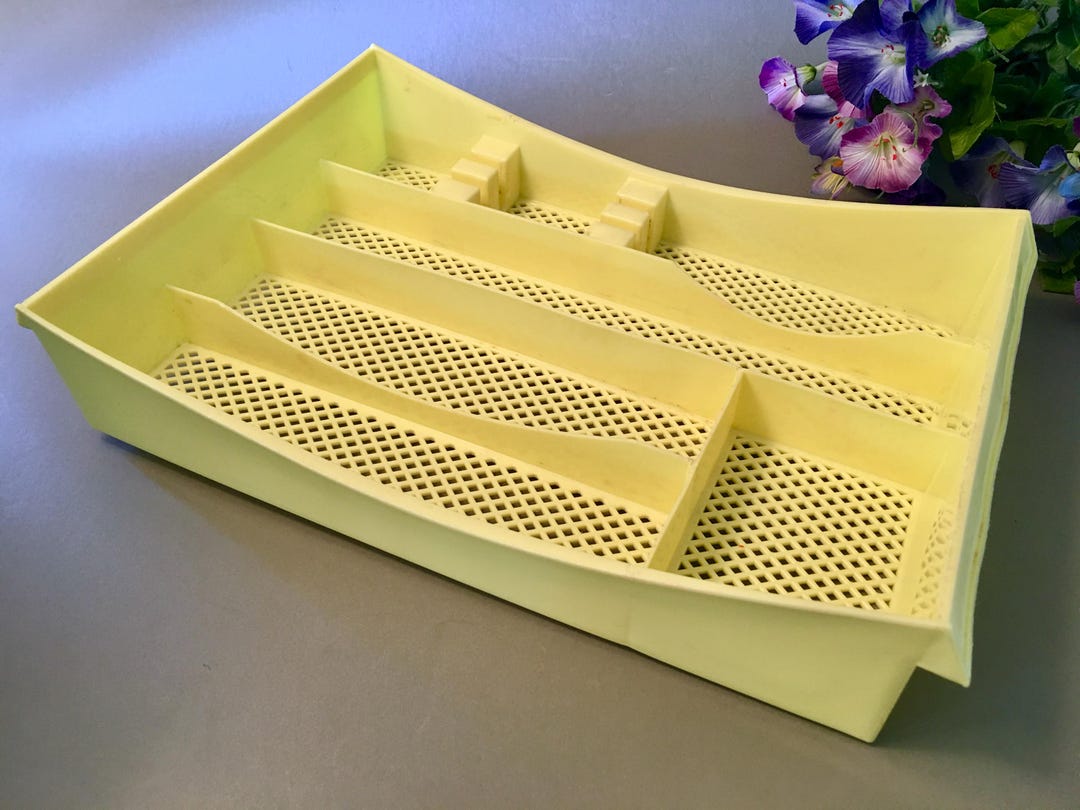 Vintage Light Yellow Plastic Mesh Flatware Storage Tray - Etsy