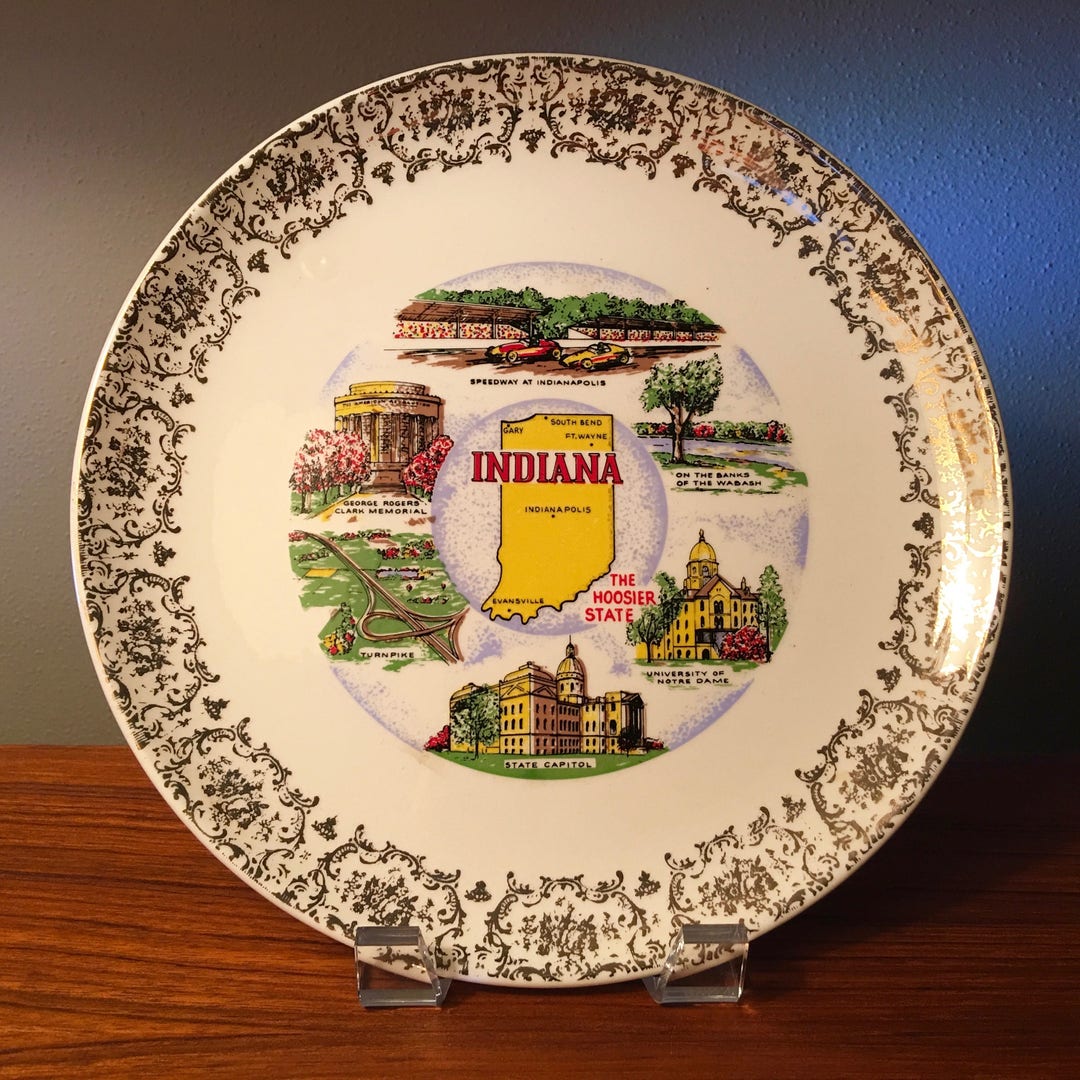 Colorful Vintage Indiana "the Hoosier State" Plate for Display - 10.25 ...