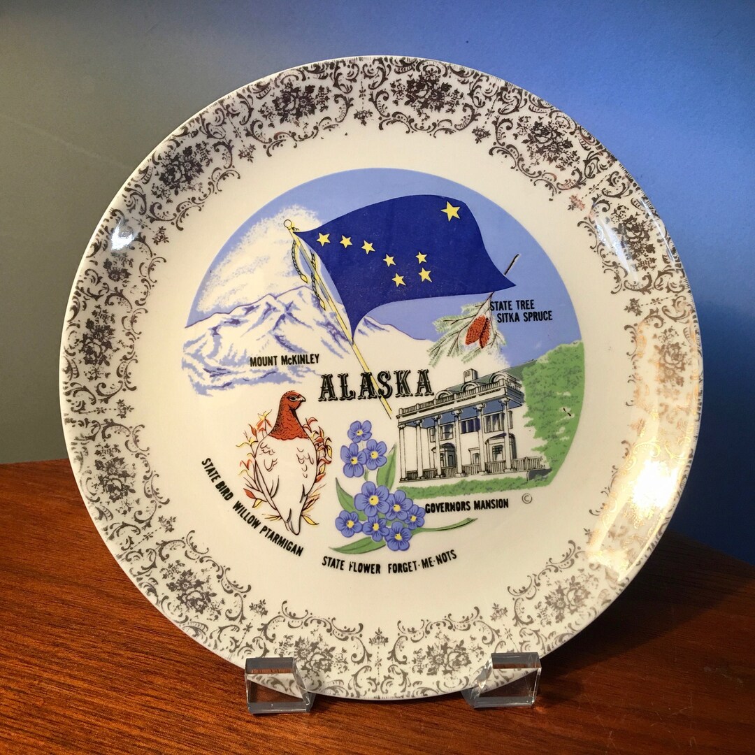 Vintage Alaska Colorful Display State Plate by Godfred & Associates - Etsy