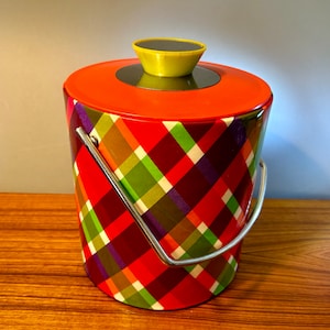 Mod Retro Colorful Plaid Vinyl Ice Bucket With Handle - Etsy
