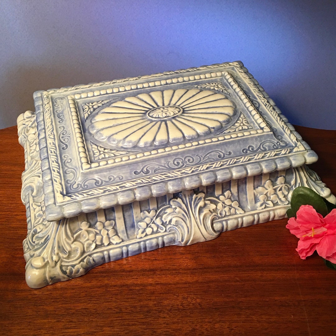 Vintage Hand Painted Ceramic Pottery Trinket, Jewelry or Storage Box - Etsy