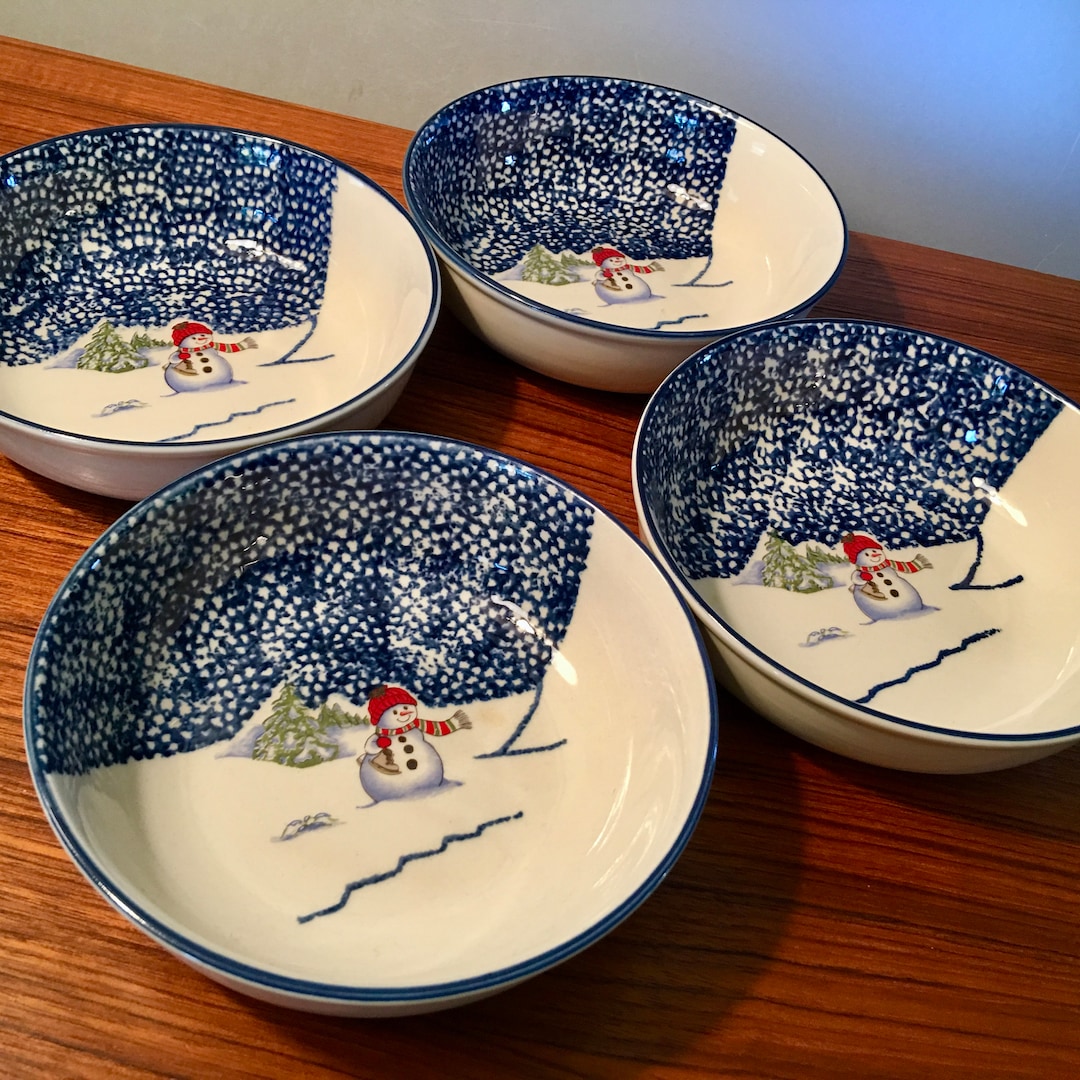 Set of Four Vintage "snowman" Soup or Cereal Bowls by Thomson Pottery ...