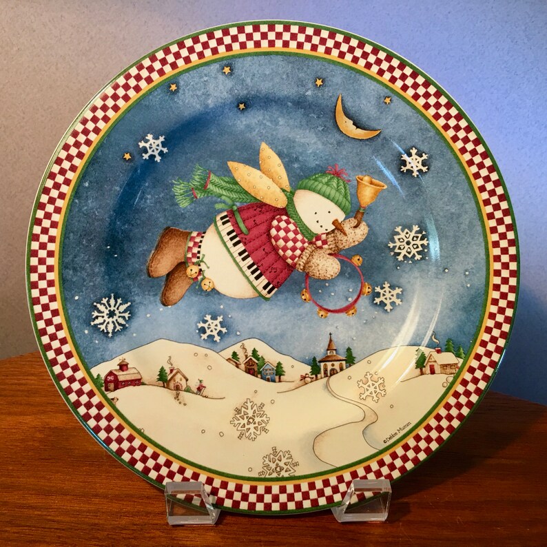 Set of Four snow Angel Village Salad Plates | Etsy