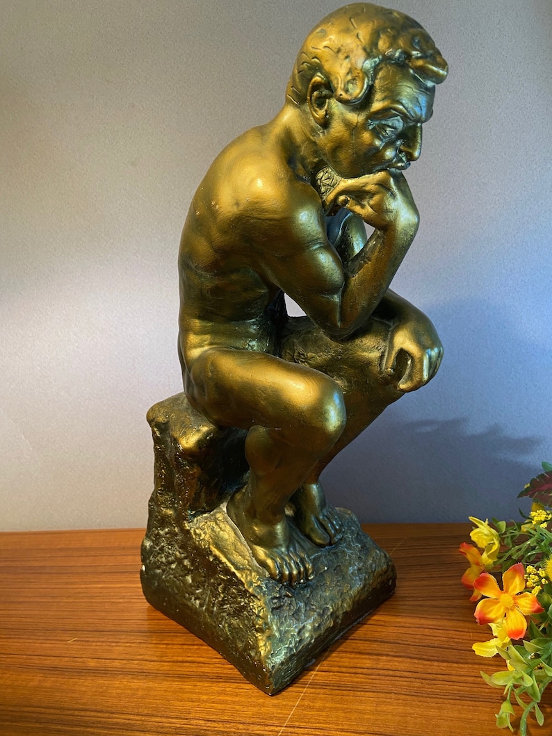 Vintage Large 15-inch the Thinker Statue Sculpture - Etsy