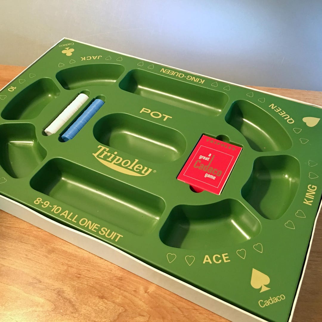 1960 Tripoley Game Tray With Chips and Cards in Original Box by Cadaco ...