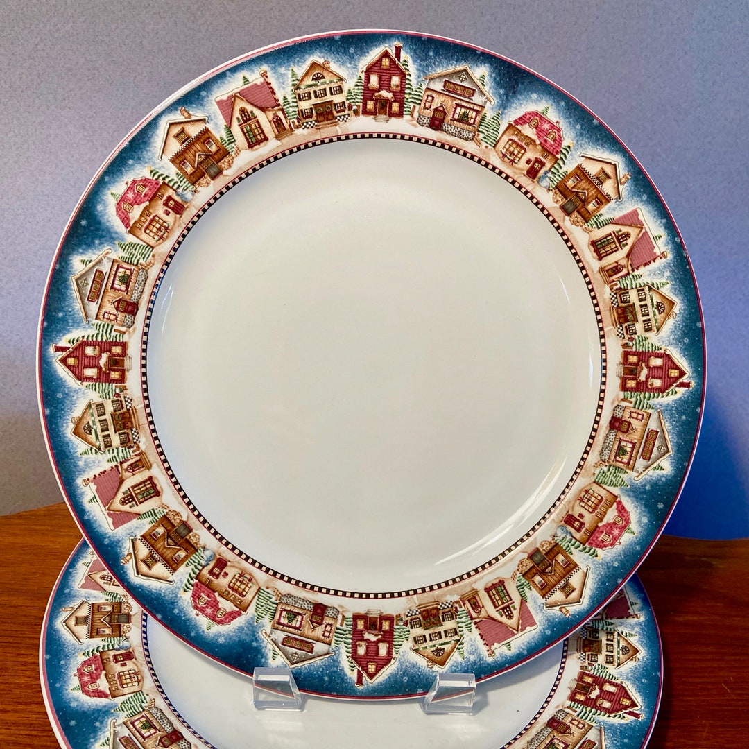 Set of Two "snow Angel Village" Dinner Plates Designed by Debbie Mumm ...