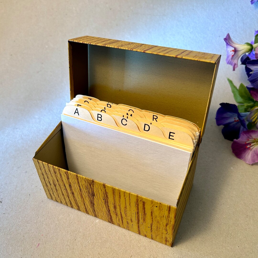 Vintage Ballonoff Steel Card File Box With Faux Wood Design and A-Z ...