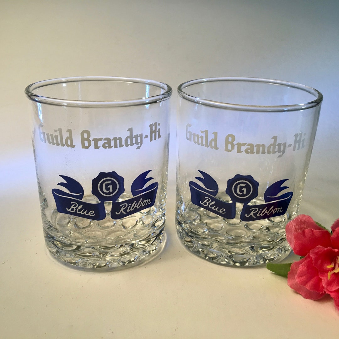Set of Two Guild Brandy "blue Ribbon" Rocks Glasses - Price Includes ...