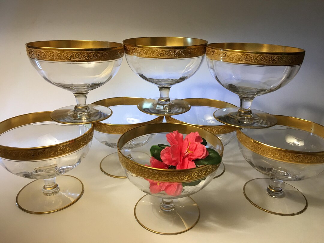 Set of 8 Vintage Large Gold Encrusted Minton Pattern Pedestal Bowls for ...