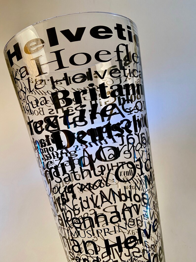 Rare Large Tall Glass Vase With Printed Names of Fonts in - Etsy
