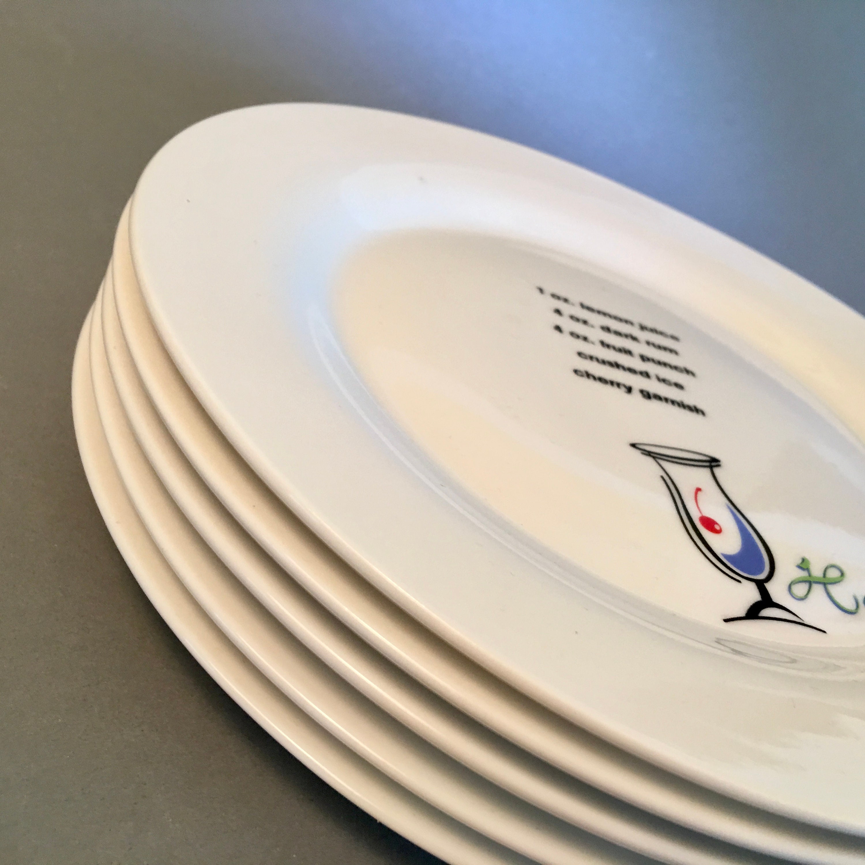 Set of 5 Vintage Libbey "cocktail Time" Plates With Various Drink ...