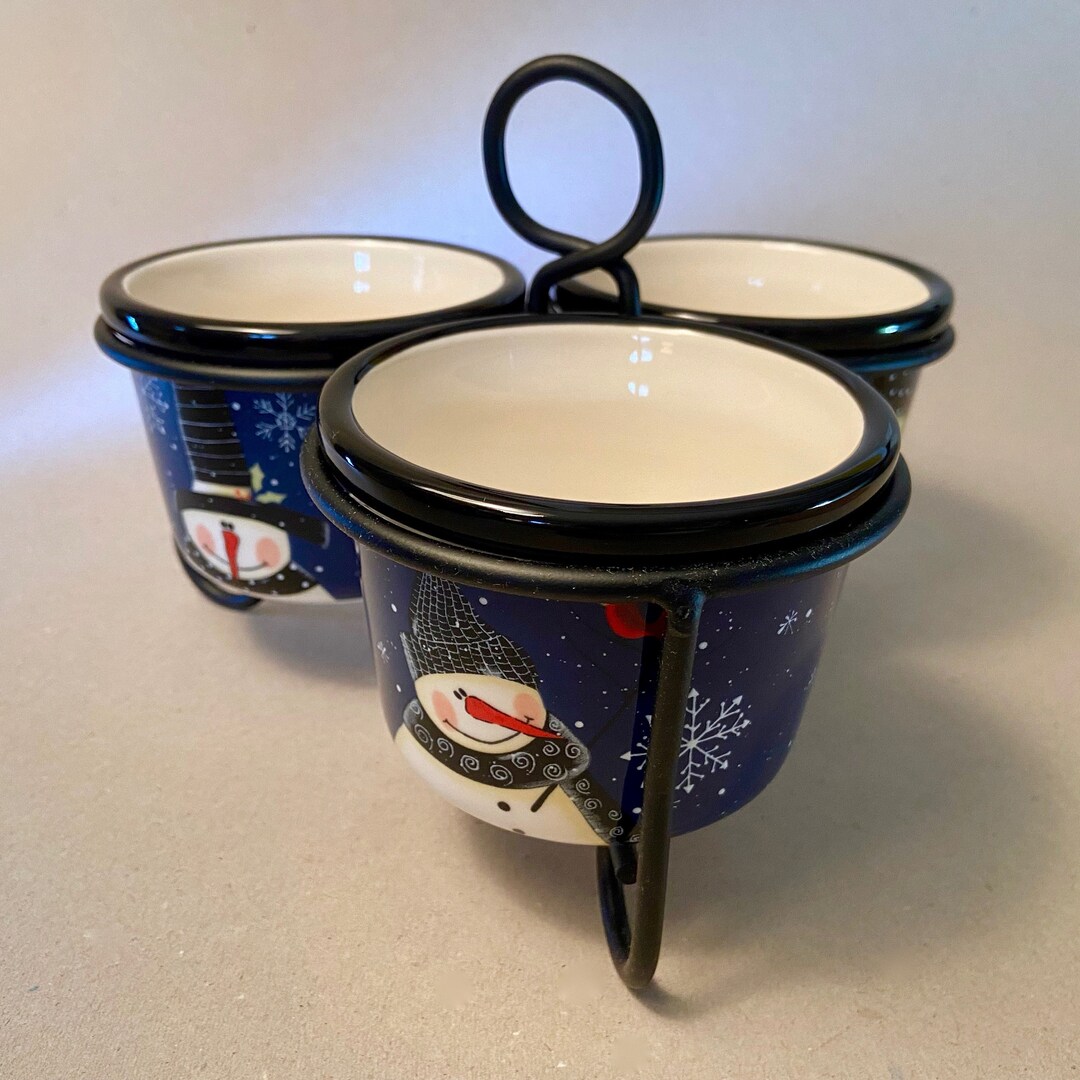 Three Piece snow Pals Blue Condiment Bowl Set With - Etsy