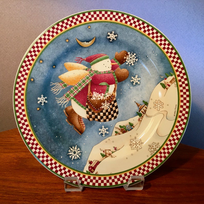 Set of Four snow Angel Village Salad Plates | Etsy