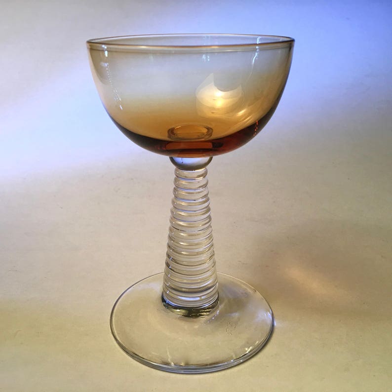 Stunning set of four cordial or wine amber goblets with ribbed | Etsy