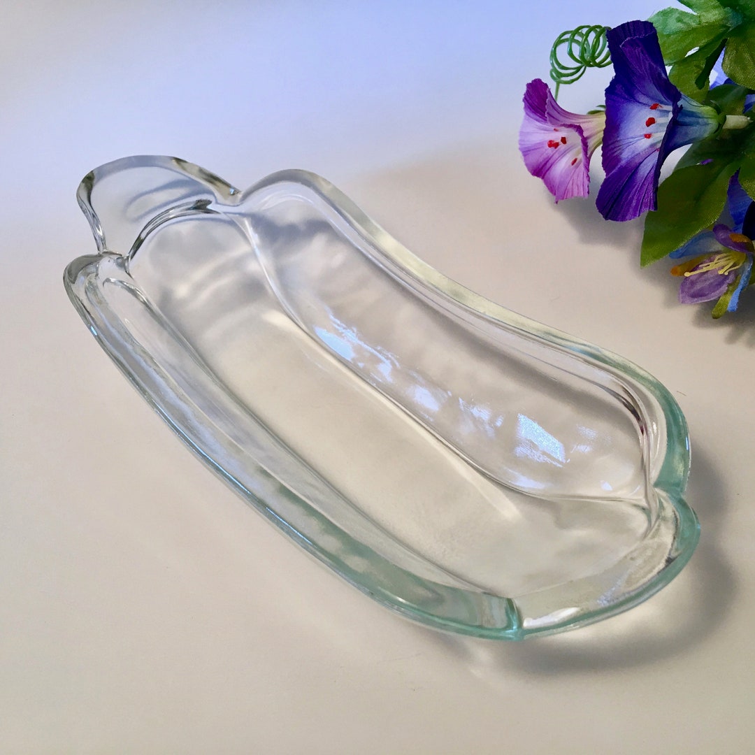 Set of Five Vintage Clear Thick Glass Banana Split Boat Dishes - Price ...