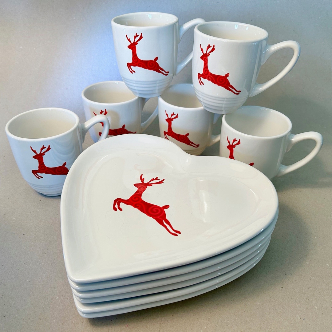 12-piece "dasher" Set Designed by Laurie Gates With Red Reindeer ...