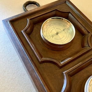 Vintage Weather Station on Faux Wood Resin Frame - Includes Thermometer ...