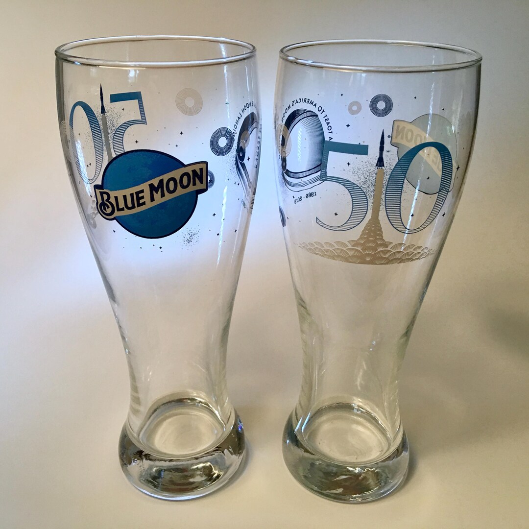 2 SETS AVAILABLE! Pair of Blue Moon Tall Pilsner Beer Glasses With "a ...