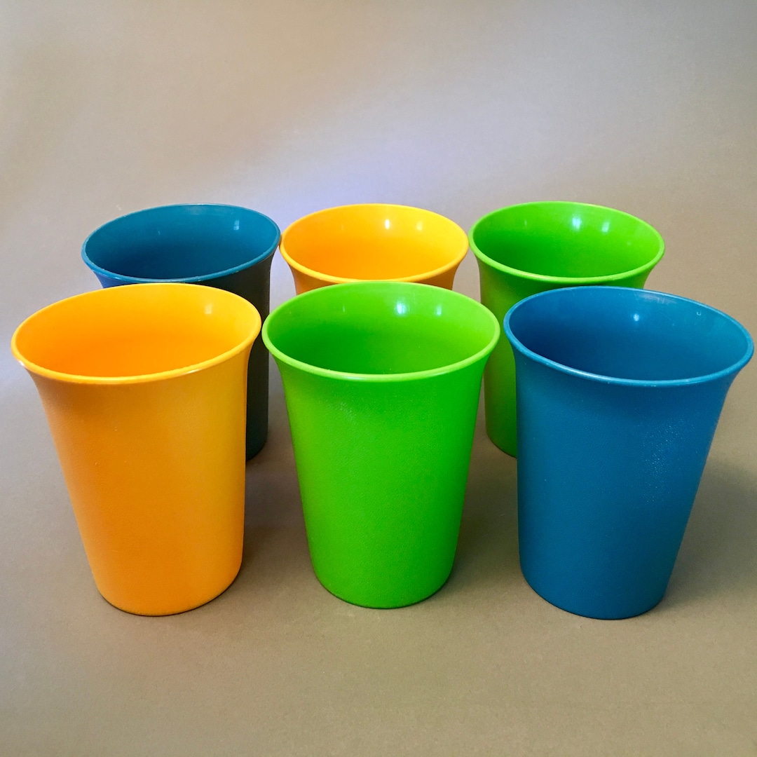 Set of Six Vintage Colorful Tupperware Sippy Cups Without Covers ...