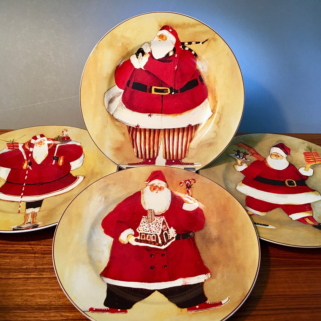 Set of Four "super Size Santa" Salad or Dessert Plates by Jennifer ...