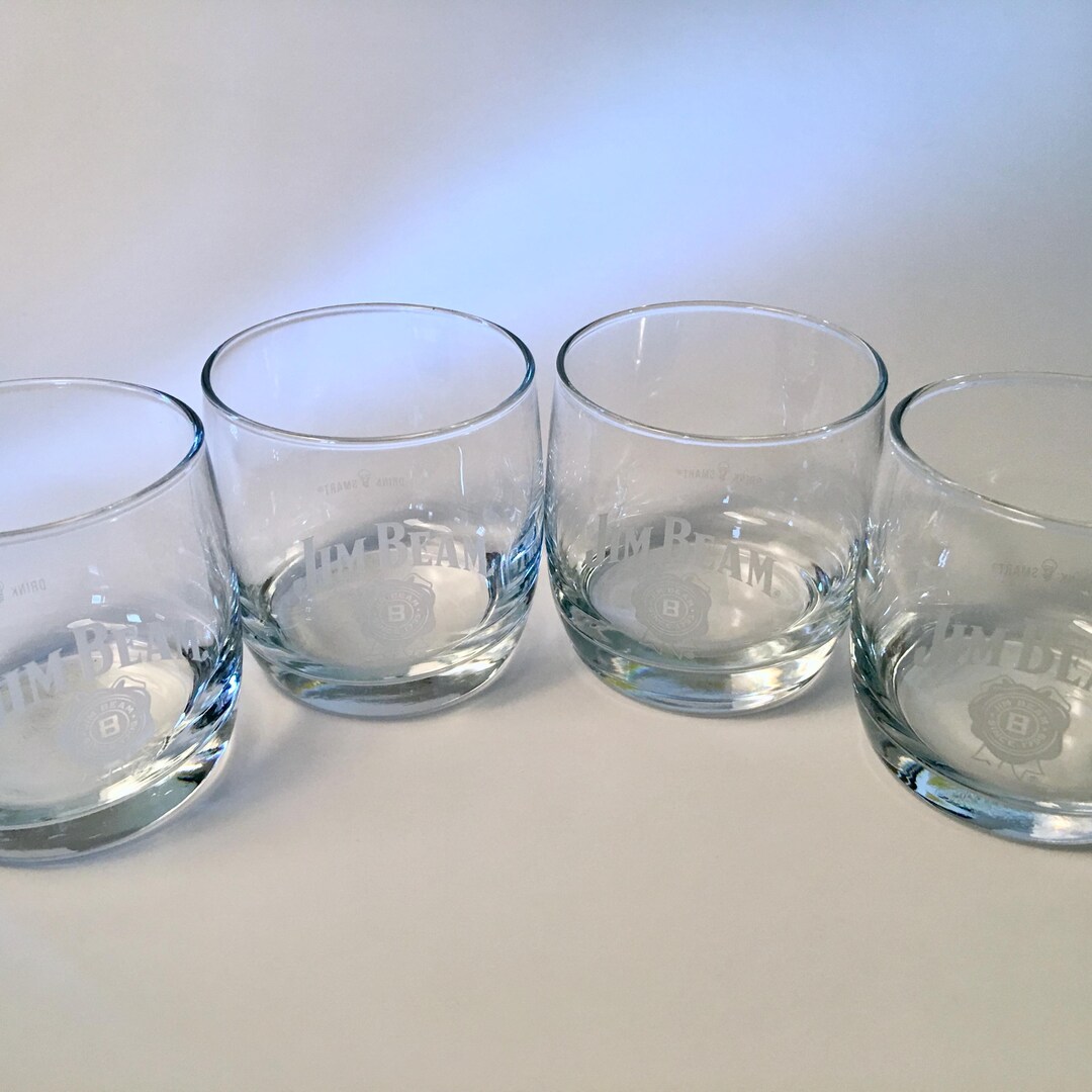 1 SET AVAILABLE! Set of Four of Jim Beam Short Glasses With Frosted ...