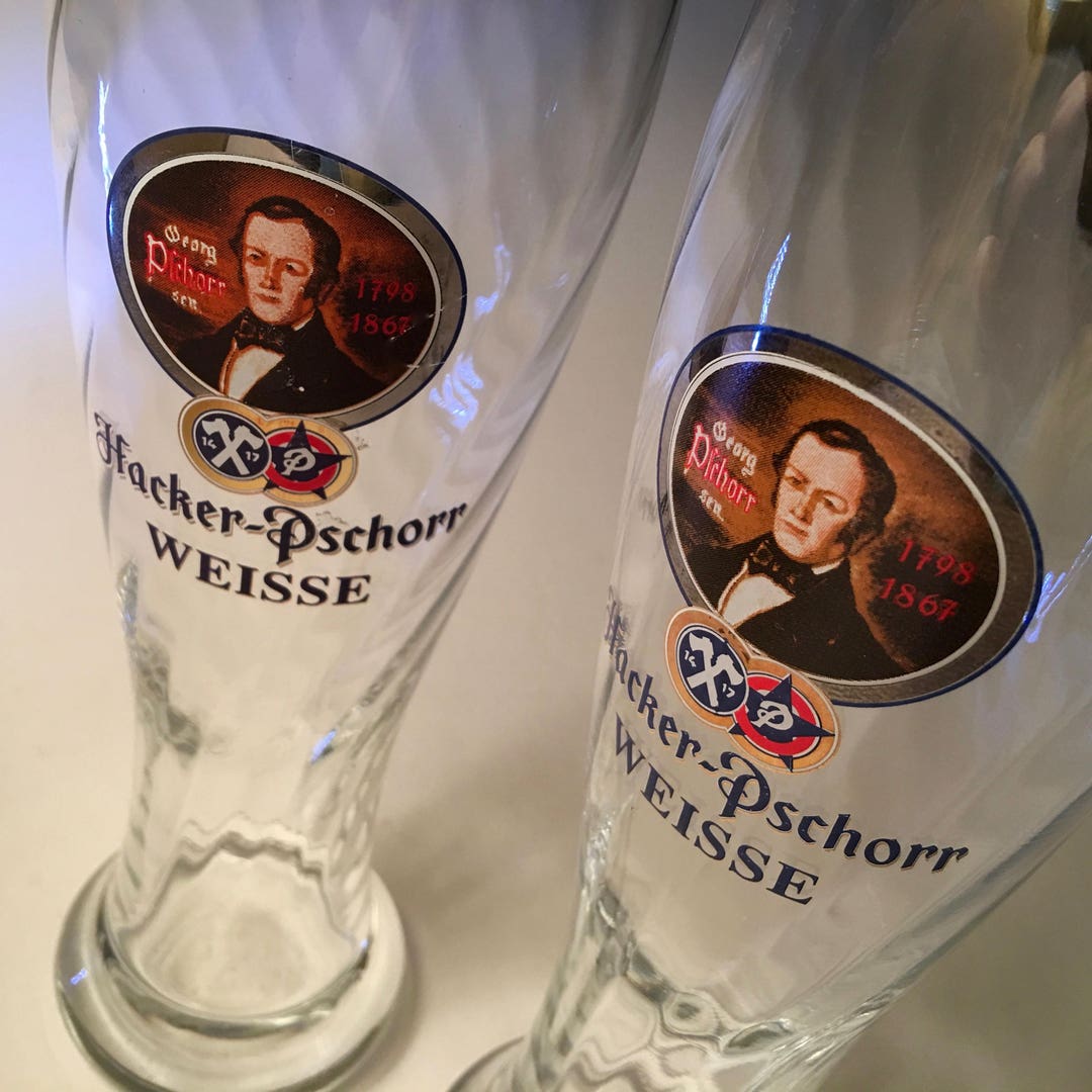 Set of Two Vintage Hacker-pschorr Weisse Swirled Tall Pilsner Beer ...