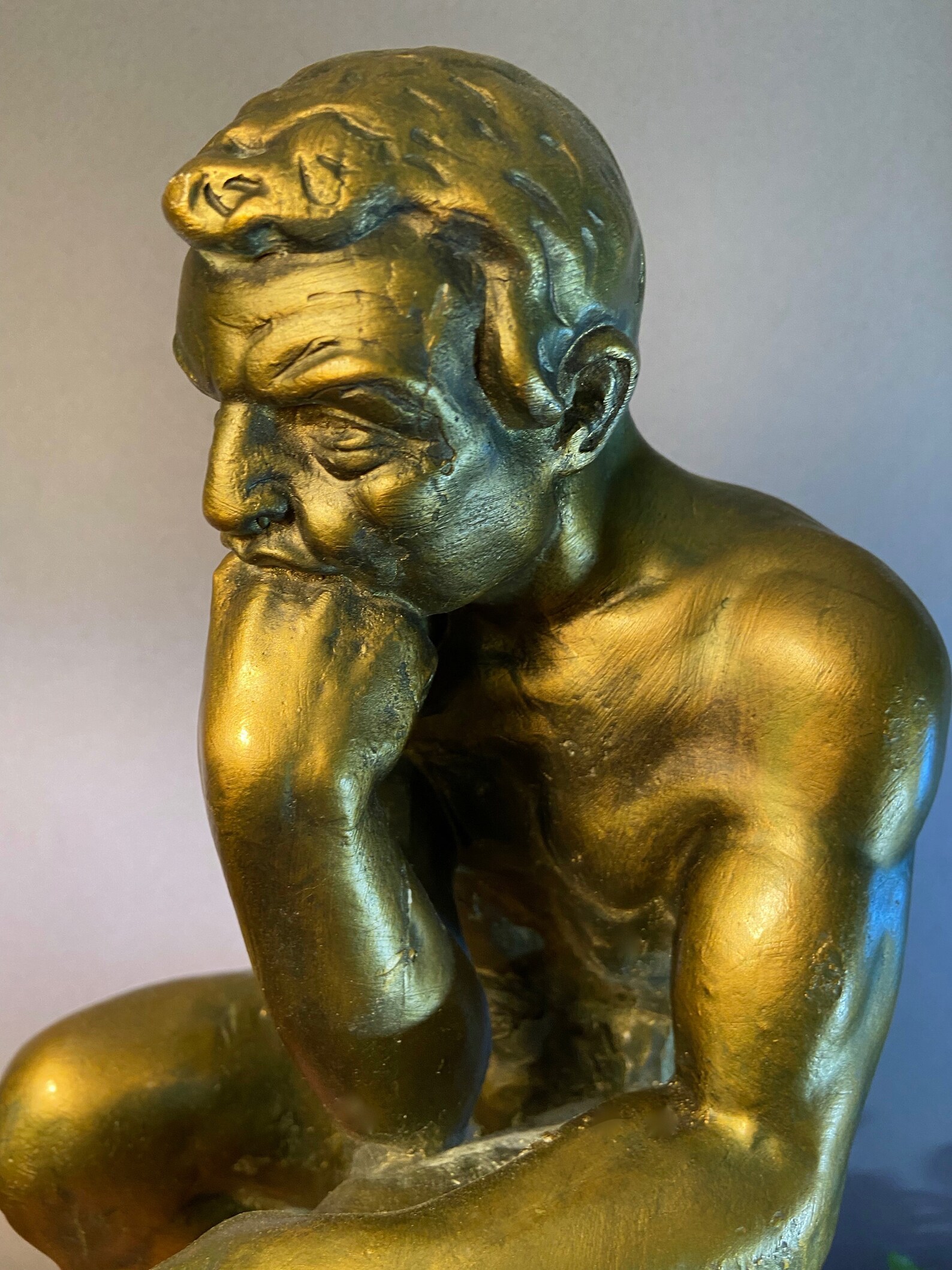 Vintage Large 15-inch the Thinker Statue Sculpture - Etsy