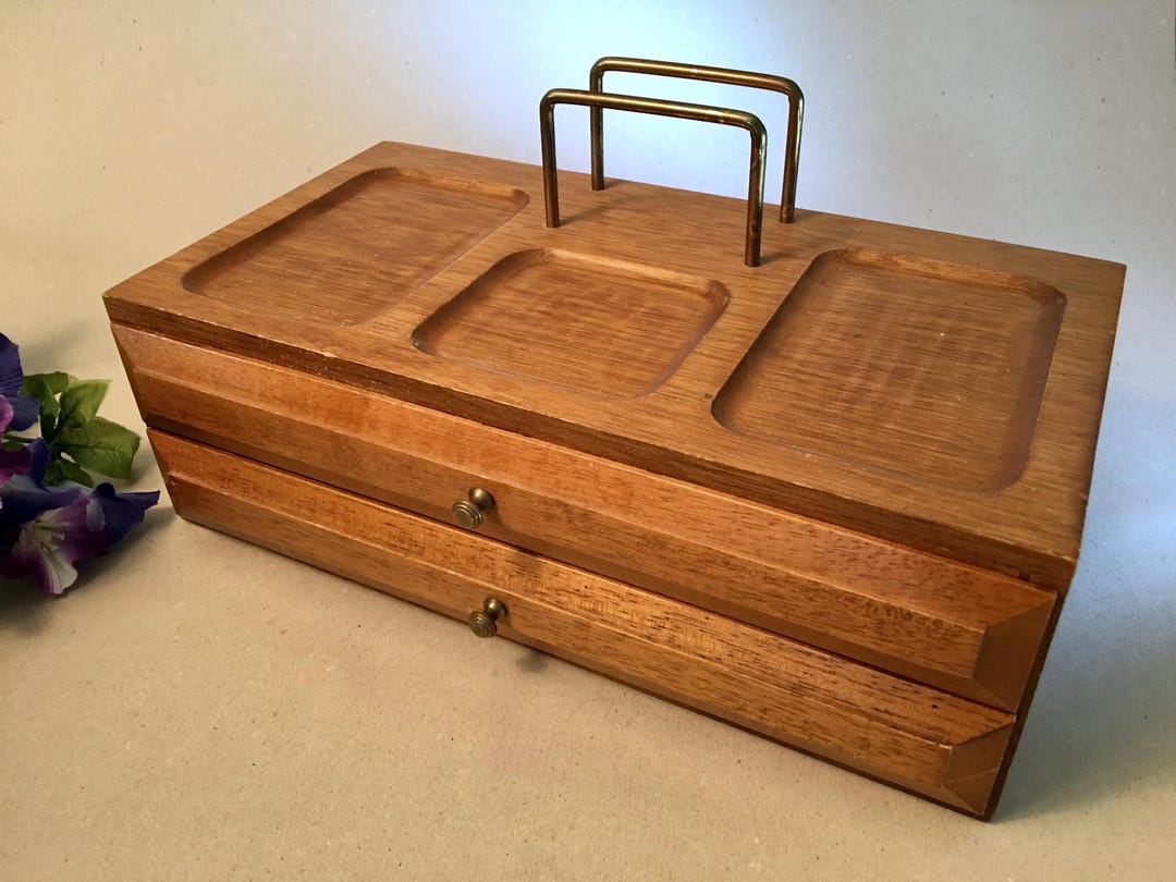 Vintage Solid Wood Dresser Valet and Double Drawer Jewelry Box - Etsy