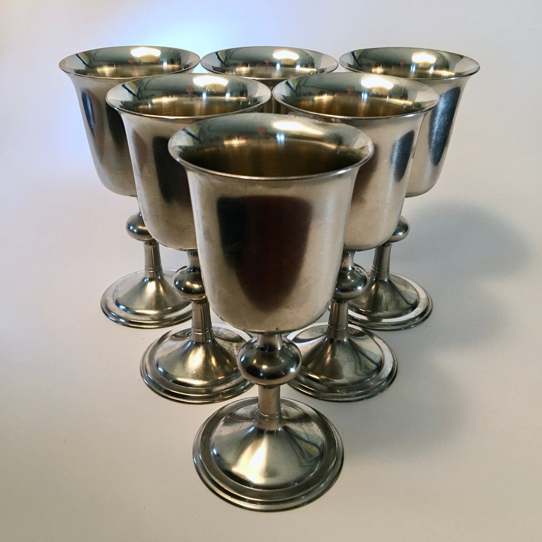 Set of Six Vintage Royal Holland Pewter Daalderop Wine Goblets Made in ...