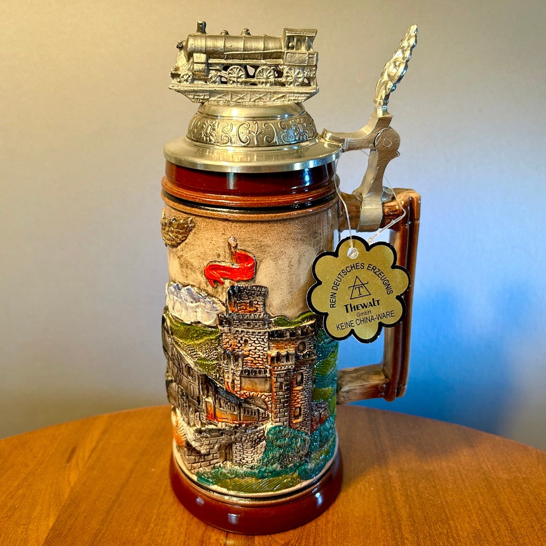 Vintage Original Thewalt Stein Featuring Train Locomotive on Pewter Lid ...