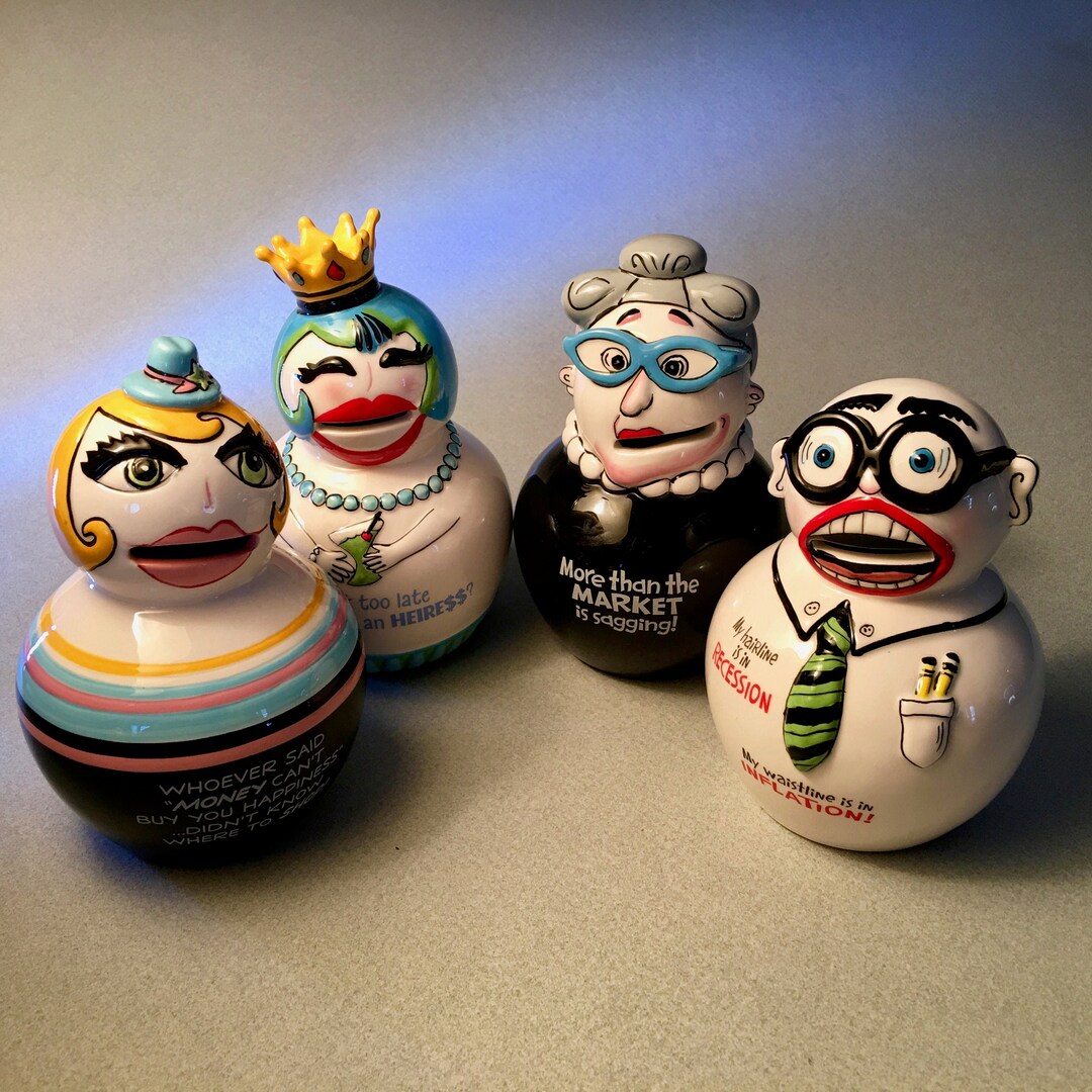 YOUR CHOICE! Whimsical Character Ceramic Roly Poly Banks for Coins ...