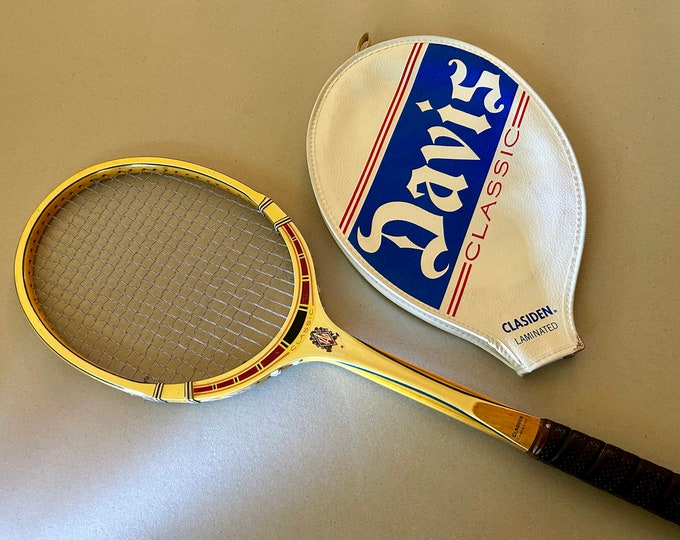 Vintage Wood Davis Classic Clasiden Laminated Tennis Racket With ...