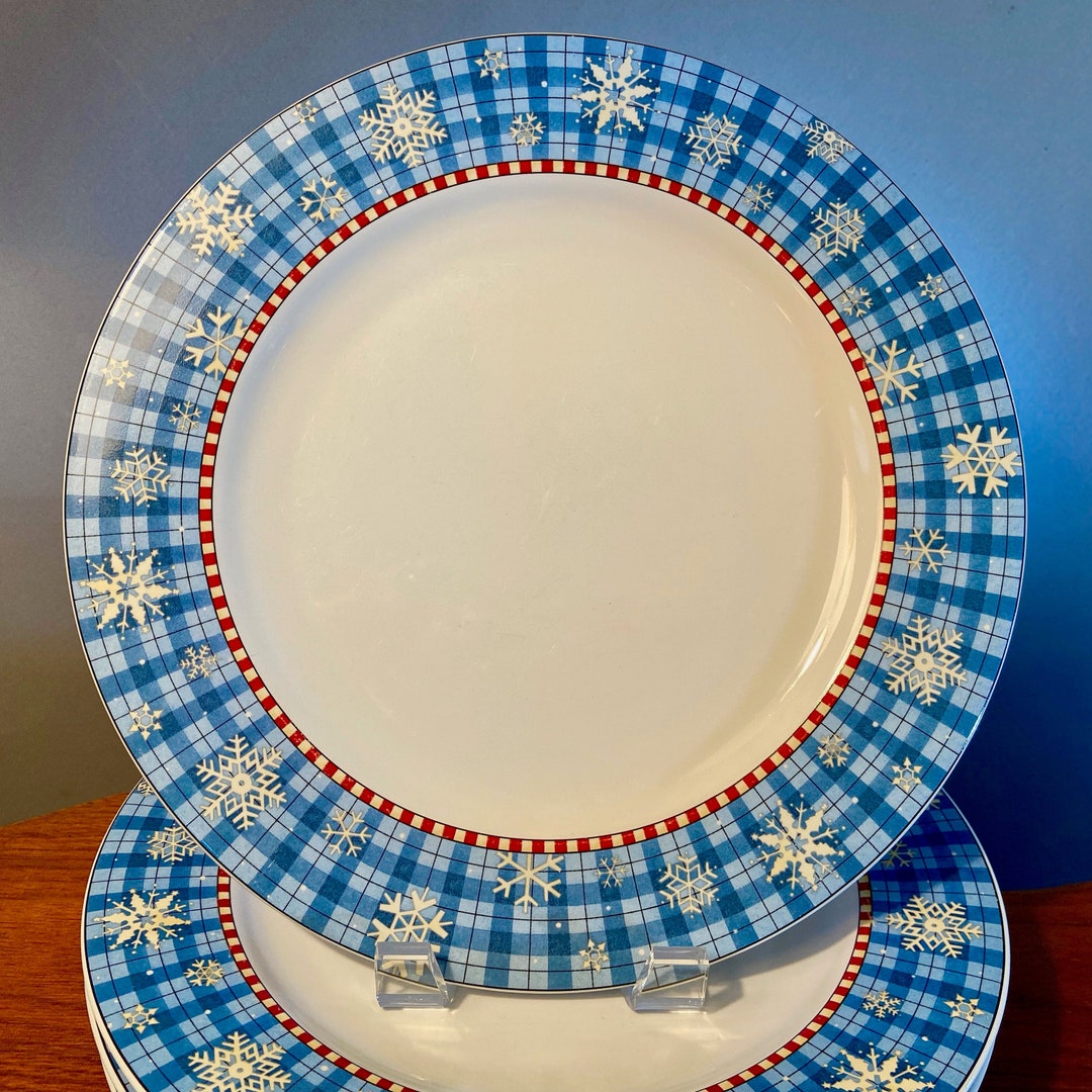 1 SET LEFT! Set of Four "snowflake" Sakura Heavy Dinner Plates Designed ...