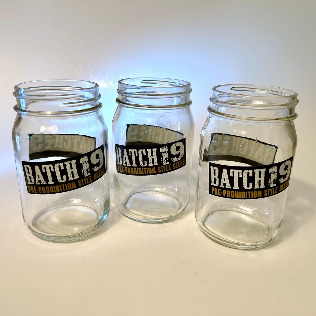 Unique Set of Three "batch 19" Mason Jar Beer Glasses - Price Includes ...