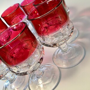 Set of 8 Vintage Short Ruby Red King's Crown Thumbprint Claret Wine ...