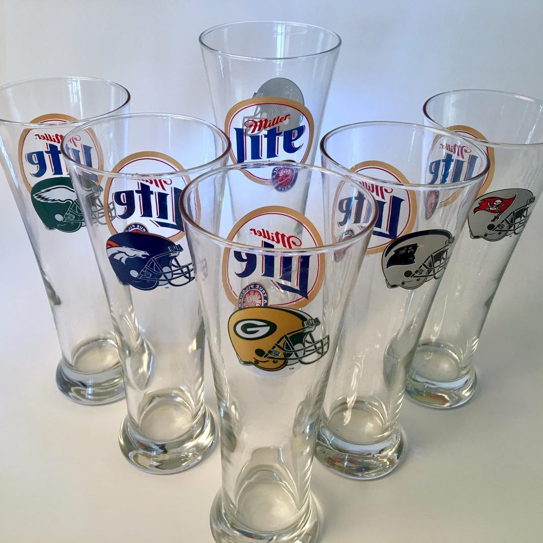 YOUR CHOICE! Collection of Tall Miller Lite Pilsner Beer Glasses With ...