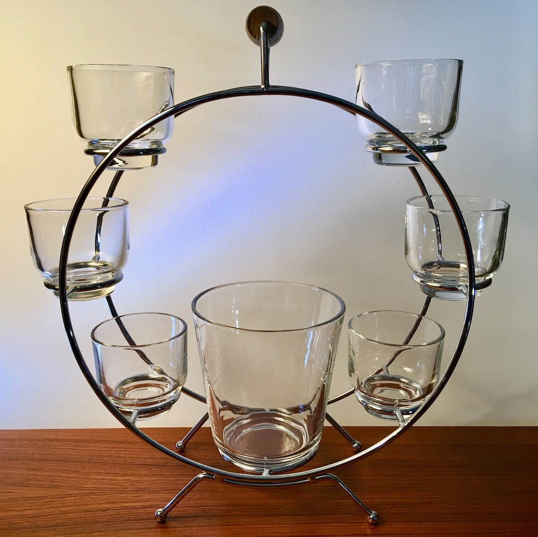 Vintage "ferris Wheel" Cocktail Caddy for Happy Hour - Includes Six Bar ...
