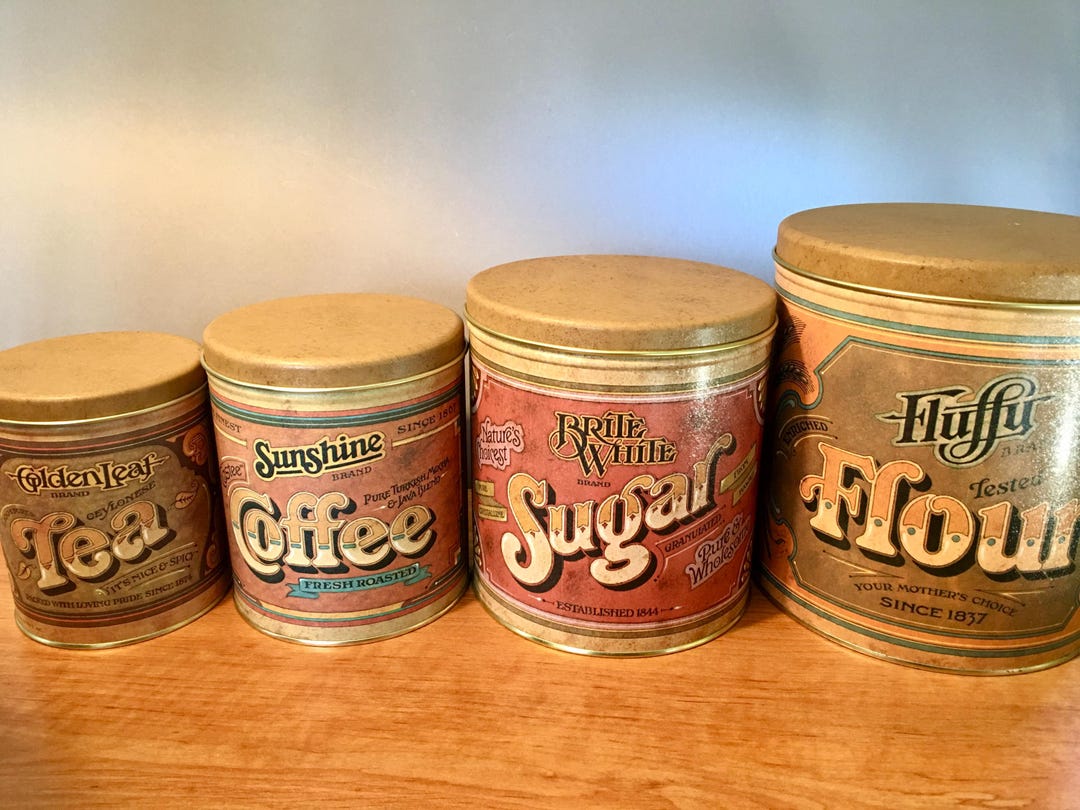 Complete Set of Four 1979 Ballonoff Tin Canisters With Old-fashioned ...