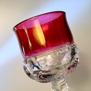 Set of 8 Vintage Short Ruby Red King's Crown Thumbprint Claret Wine ...