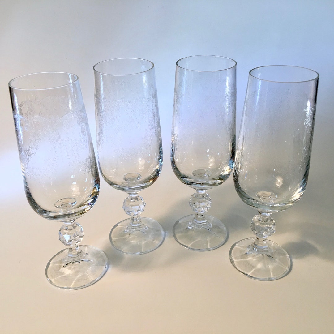 Buy 2 SETS AVAILABLE! Set of 4 Bohemia Fine Crystal "cascade" Etched ...