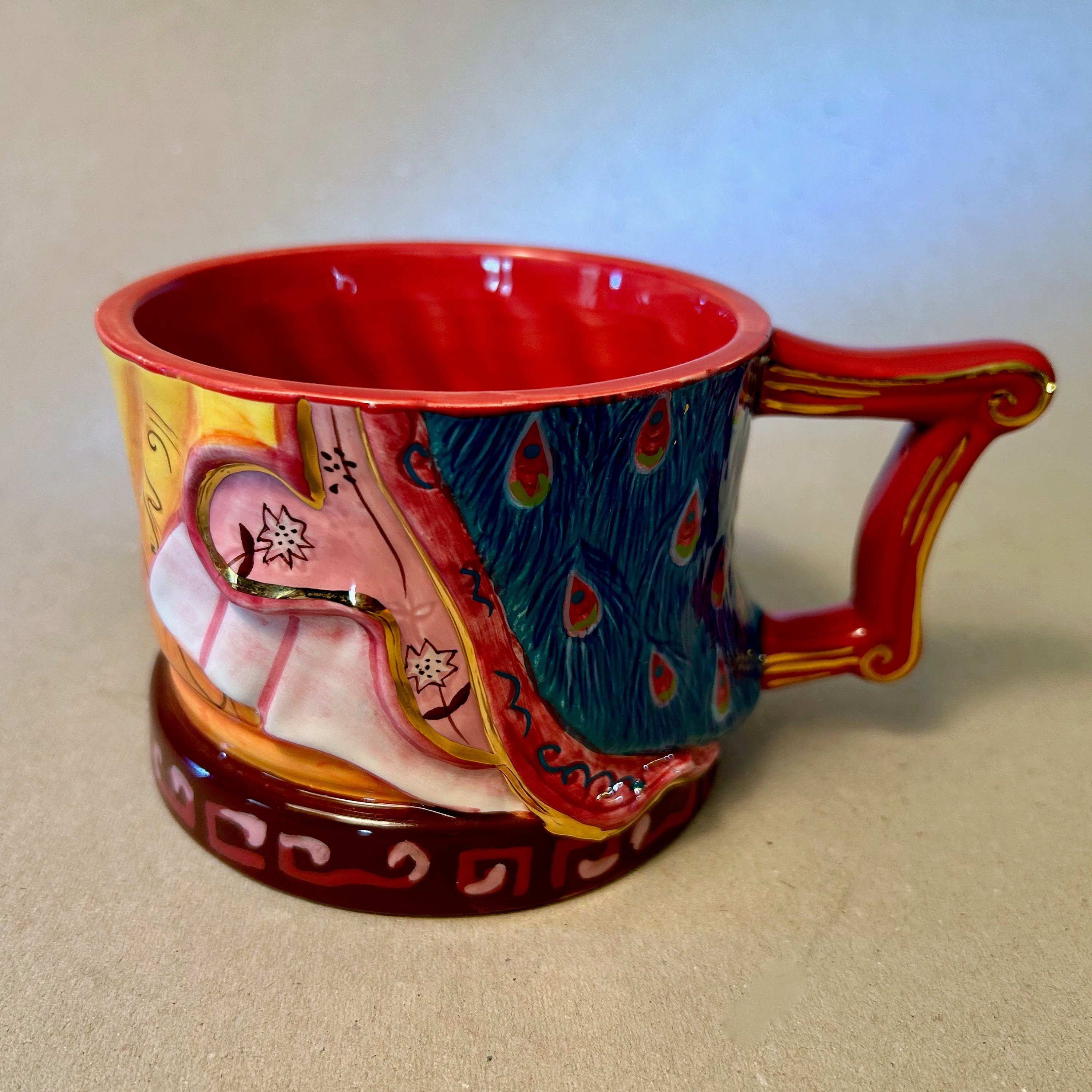 Tracy Porter The Cerise Collection Floral Red Ceramic 4pc Set 2 Mugs ...