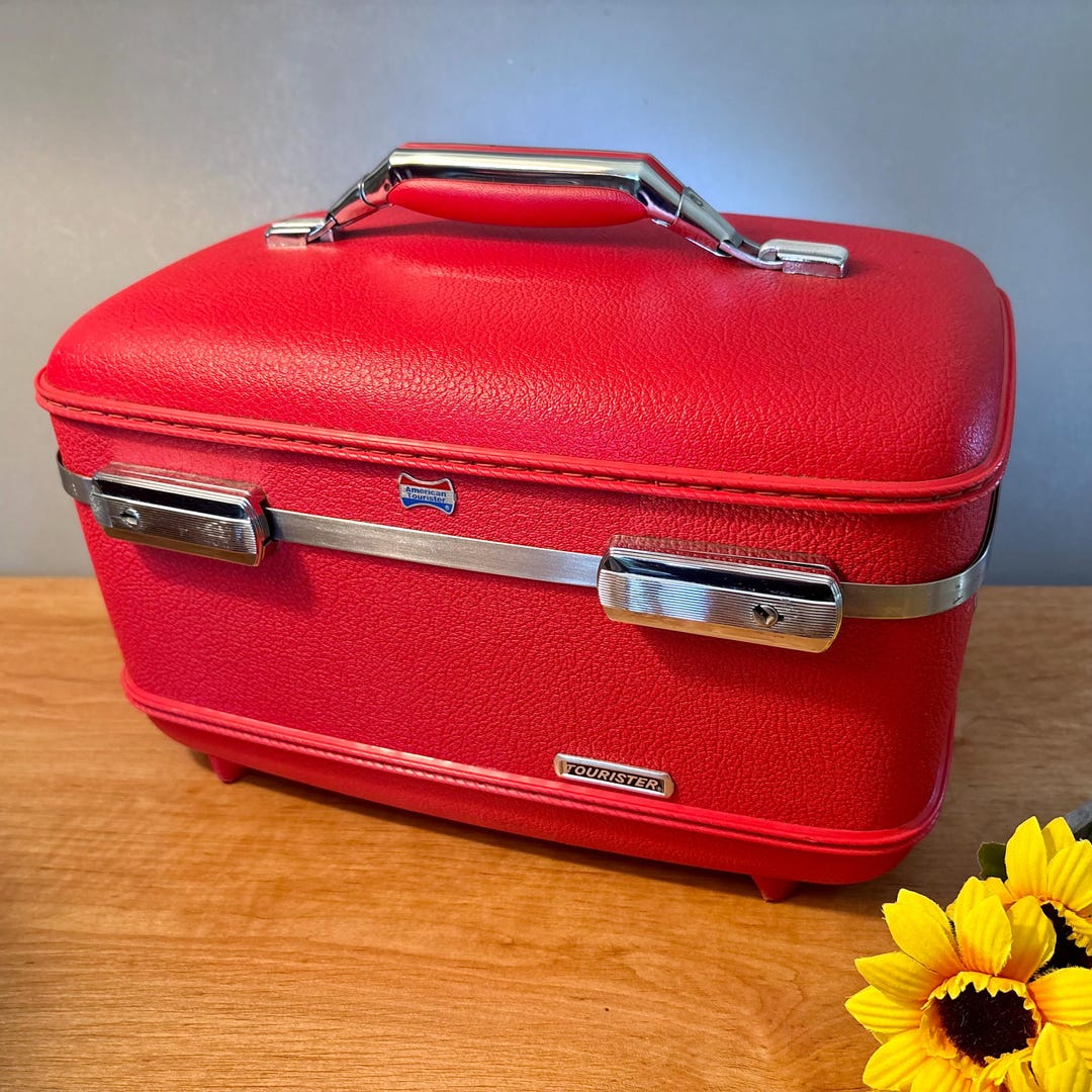 Vintage American Tourister Red Train Case With Tray, Mirror and Key - Etsy