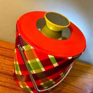 Mod Retro Colorful Plaid Vinyl Ice Bucket With Handle - Etsy